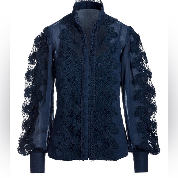 Boston Proper | Tops | Boston Proper Lace Inset Long Sleeve Shirt With ...
